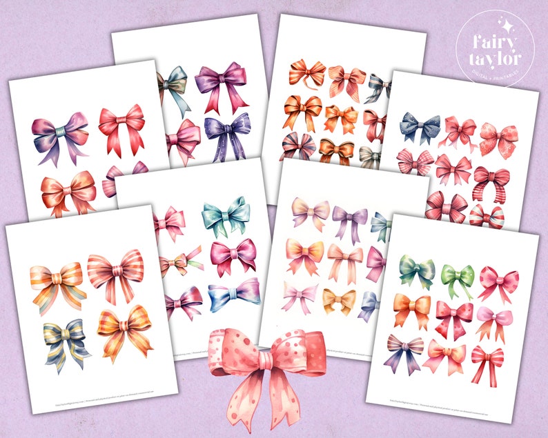 128 Watercolor Bows Fussy Cuts, Instant Download Printable PDF Fussy ...