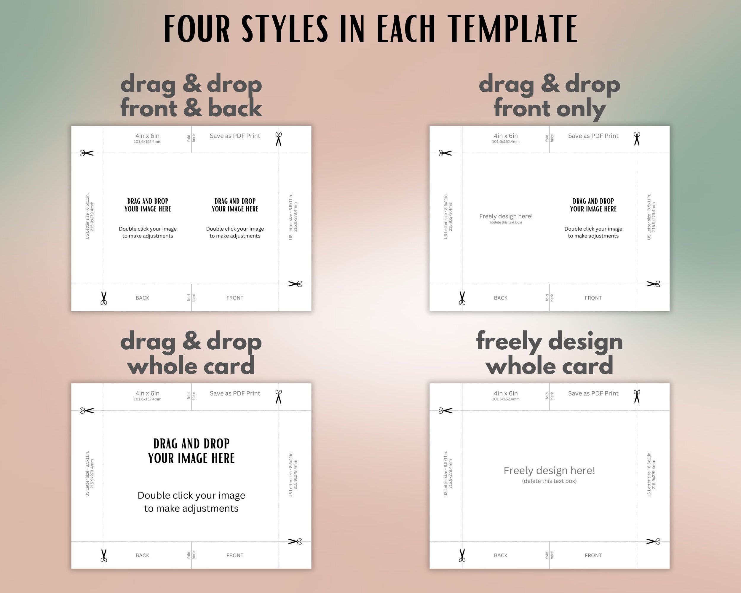 Greeting Card Drag & Drop Canva Template Bundle 5x7 4x6 and - Etsy UK
