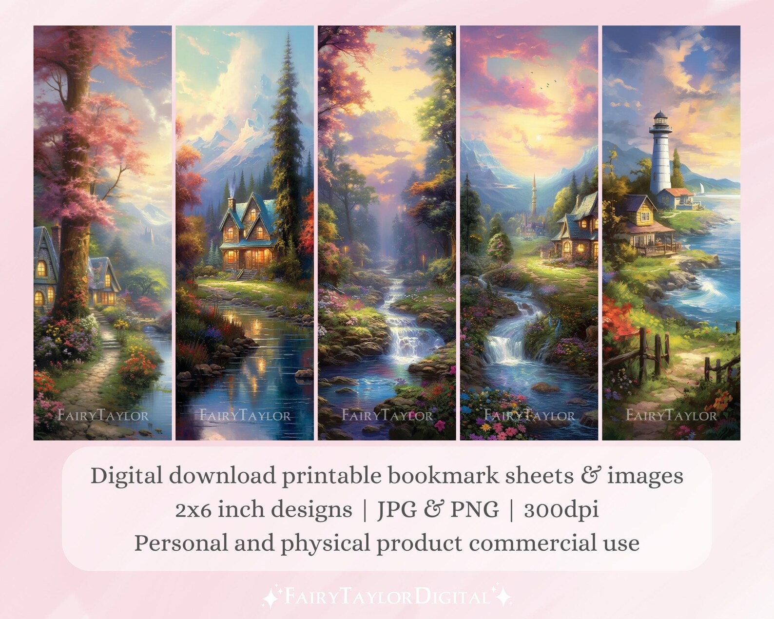 10 Idyllic Scenes Printable Bookmarks | Digital Download JPG Bookmark ...