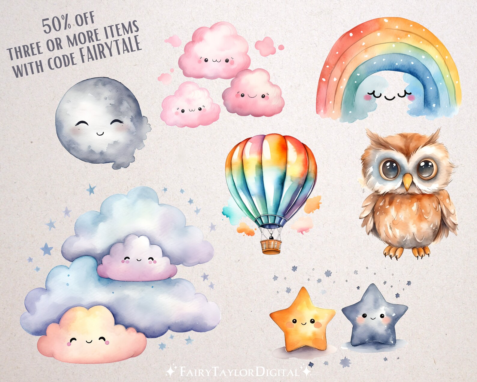 30 Cute Skies PNG Clipart Transparent Background Instant Download ...