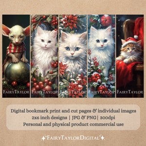 Christmas Kittens Printable Bookmarks | Digital Download JPG and PNG ...