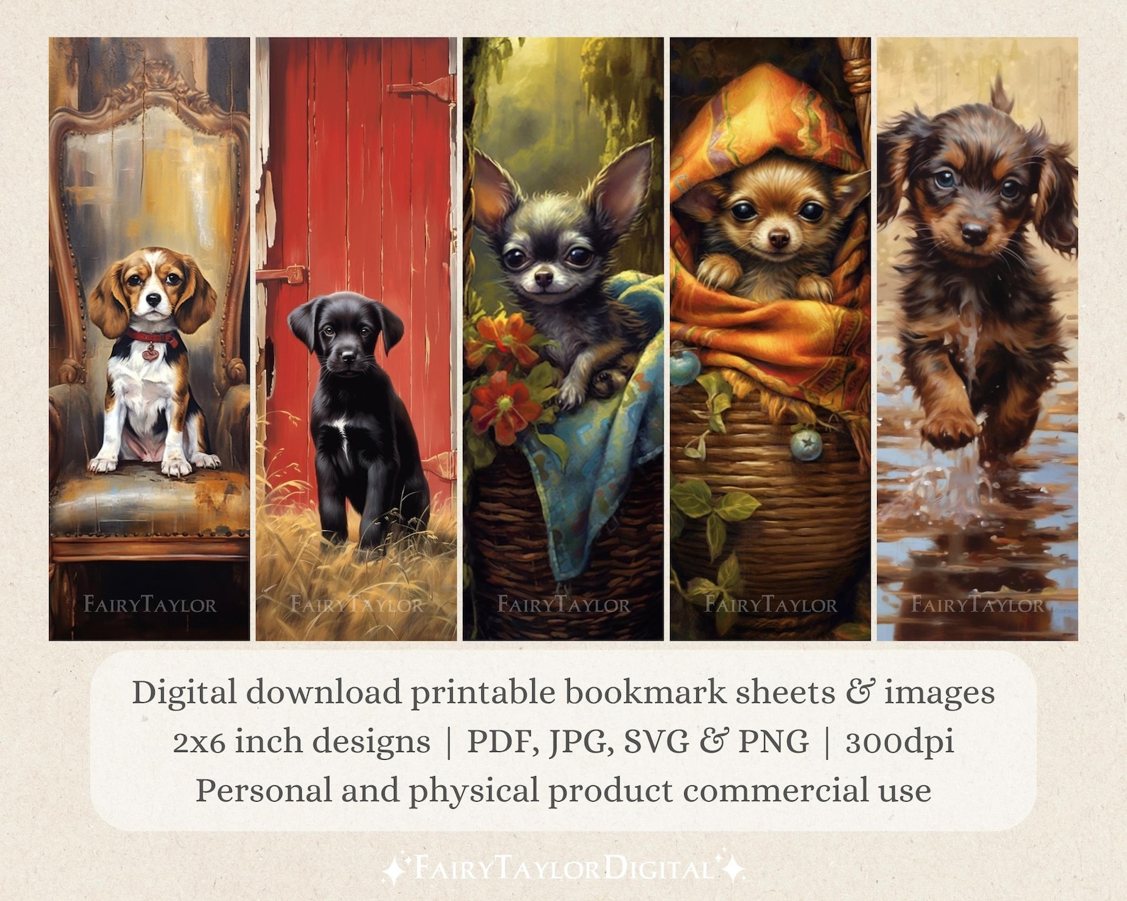 20 Country Puppies Printable Bookmarks Digital Download JPG - Etsy UK