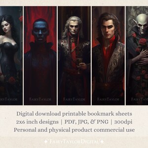 20 Vampires & Roses Printable Bookmarks | Digital Download JPG Bookmark ...