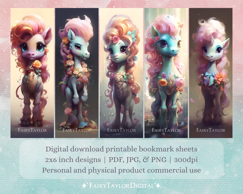 15 Little Pastel Ponies Printable Bookmarks JPG Print and - Etsy