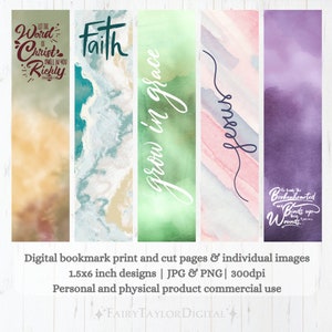 Printable Bookmark Set - Christian Watercolor - 1.5x6 Inches | Digital ...