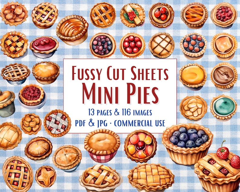 116 Mini Pies Fussy Cuts Instant Download Printable PDF Fussy Cutting ...
