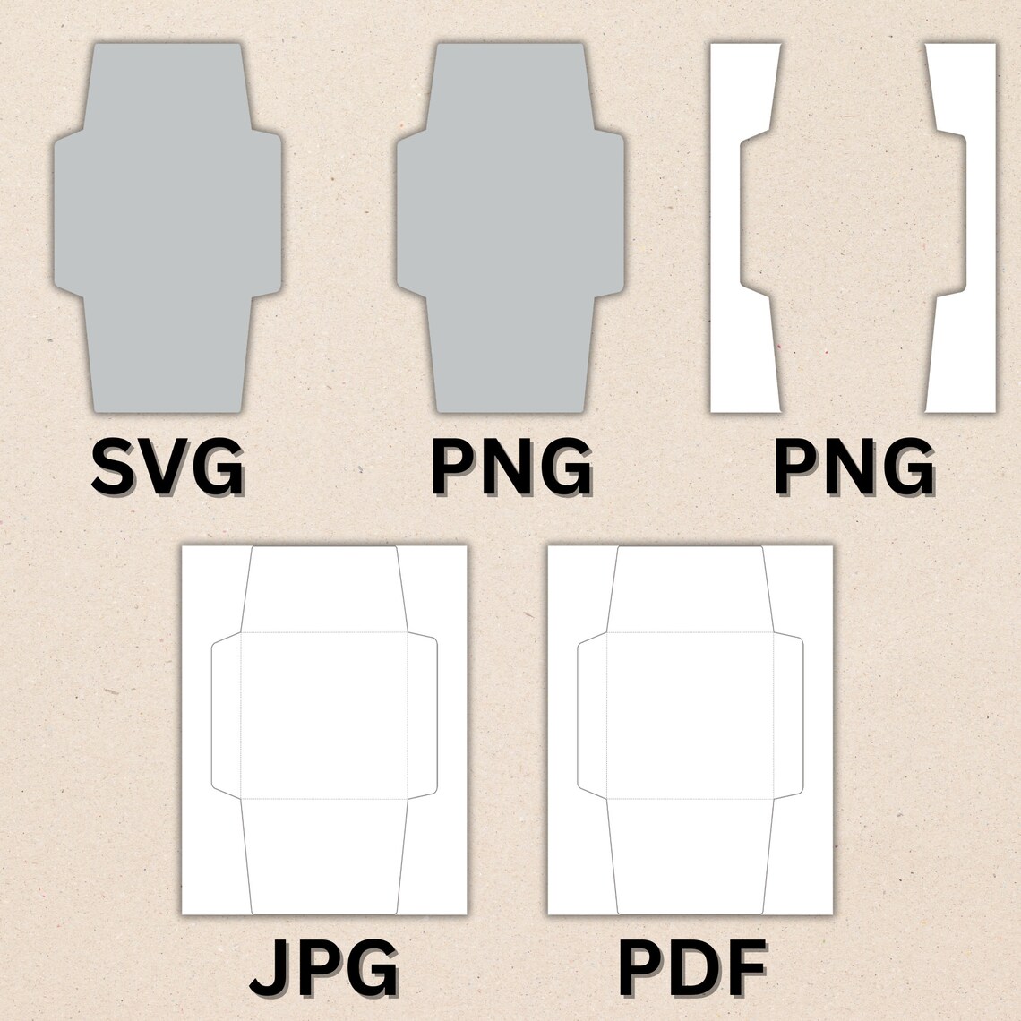 5x5 Printable Envelope Template - PNG, SVG, JPG and Pdf - Square ...
