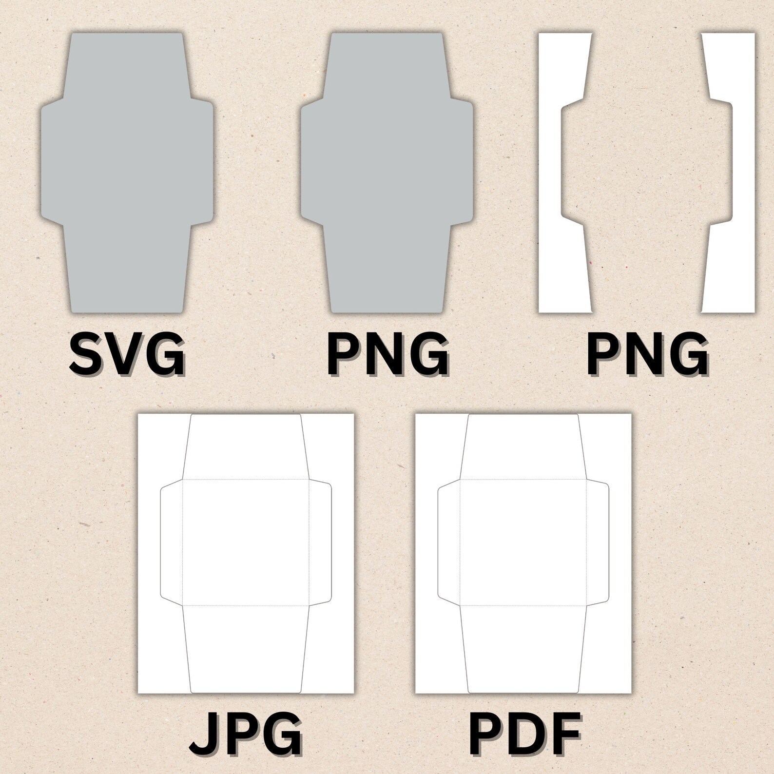 5x5 Printable Envelope Template - PNG, SVG, JPG and Pdf - Square ...