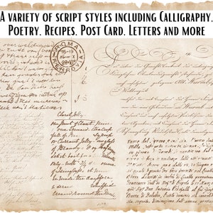 Vintage Handwriting Overlays, 33 Transparent PNG Antique Calligraphy ...