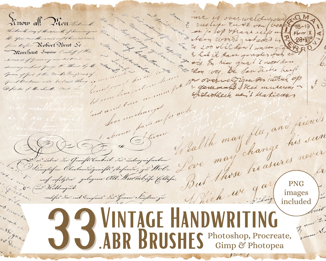 Vintage Handwriting Brushes - Photoshop, Procreate, Gimp & Photopea ...