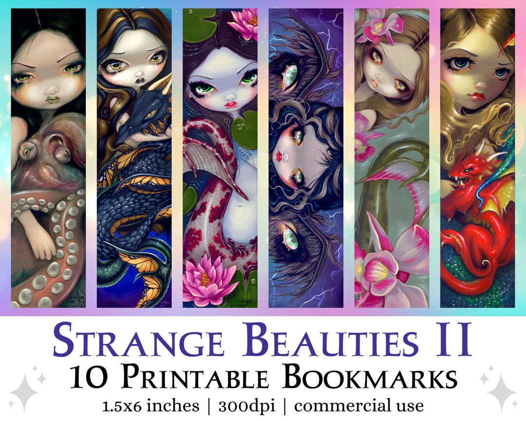 Strange Beauties II Printable Bookmarks | JPG Pages Print and Cut, PNG ...