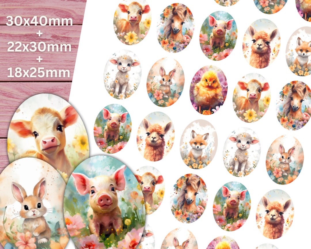 Oval Digital Collage Sheets 30x40mm, 22x30, 18x25 - Watercolor Floral ...