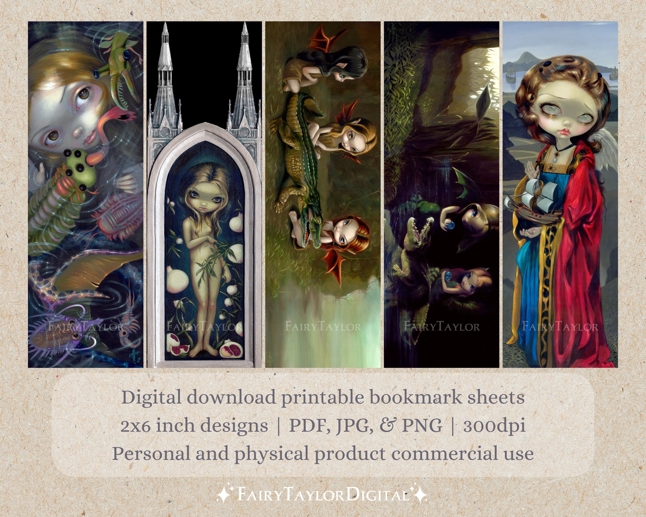 25 Strange Beauties Printable Bookmarks | JPG Print and Cut Pages, PNG ...