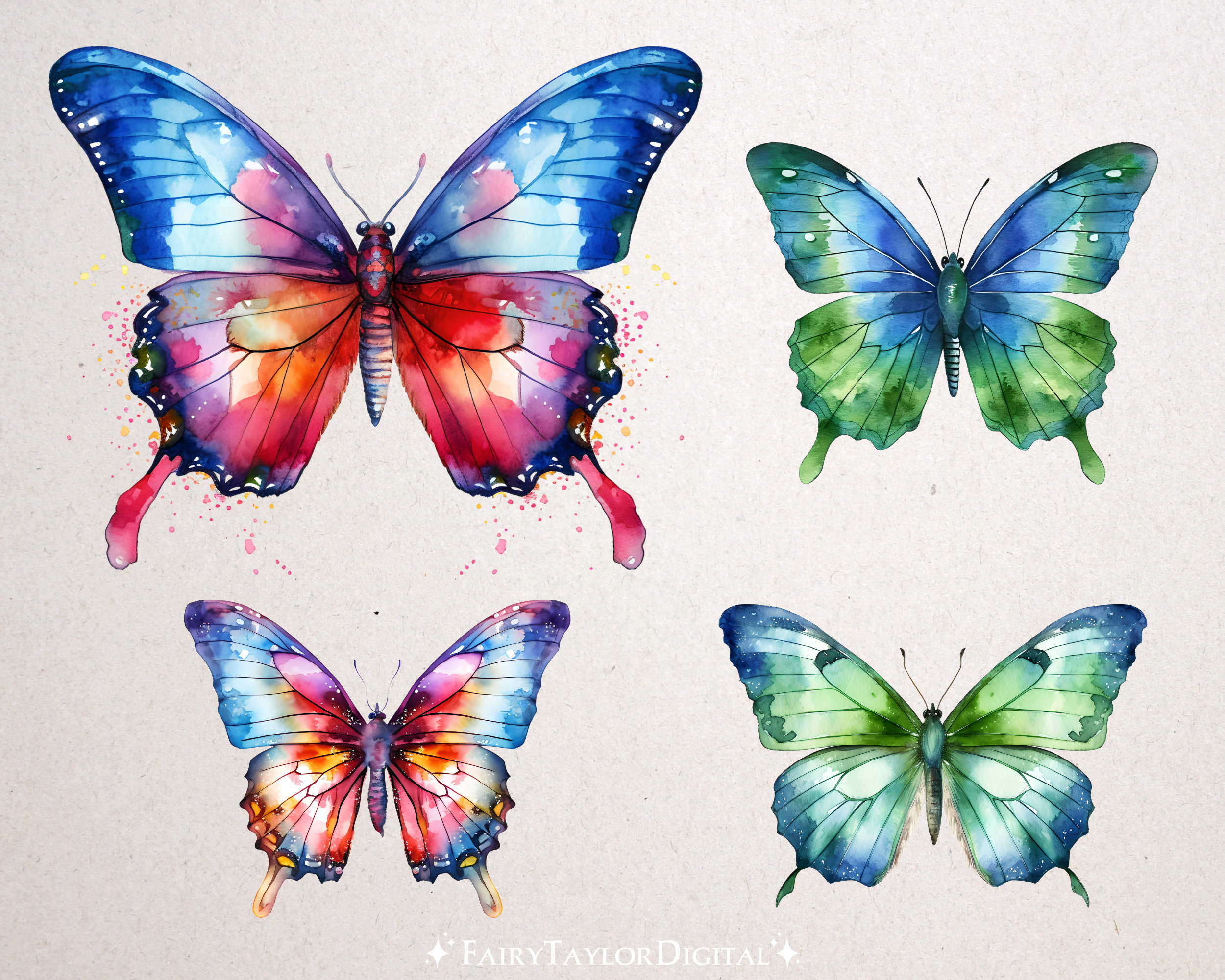 25 Watercolor Butterflies PNG Clipart Transparent Background - Etsy