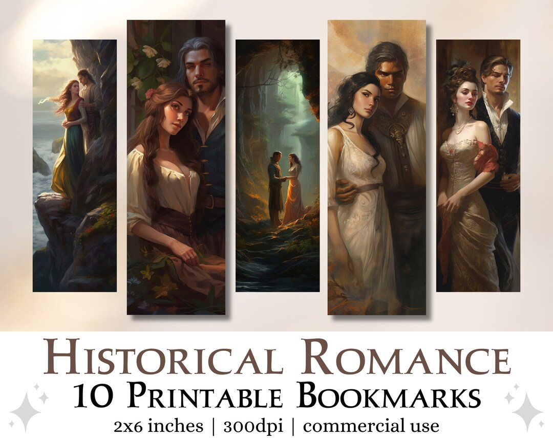 Historical Romance Printable Bookmarks | Digital Download, JPG Print ...
