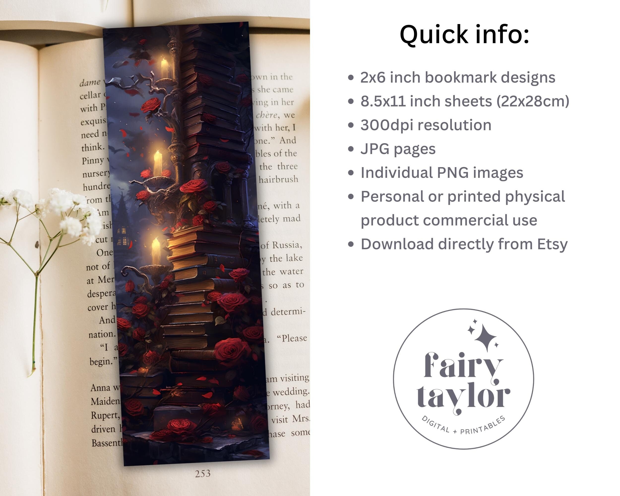 20 Vampires & Roses Printable Bookmarks | Digital Download JPG Bookmark ...