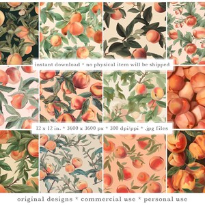 Seamless Patterns - Peaches | Printable Scrapbook and Journal Paper ...