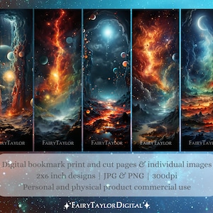 Printable Bookmark Set - Outer Space | Digital Download JPG Pages, PNG ...
