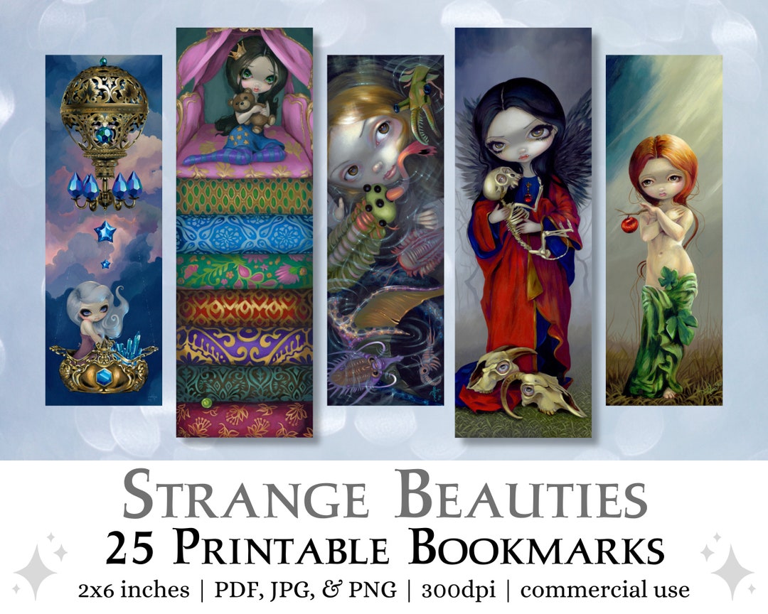 25 Strange Beauties Printable Bookmarks | JPG Print and Cut Pages, PNG ...