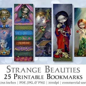 25 Strange Beauties Printable Bookmarks | JPG Print and Cut Pages, PNG ...