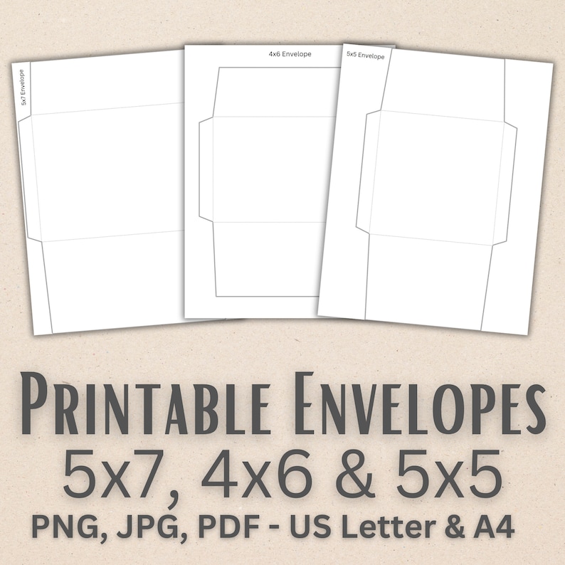 Printable Envelope Templates - 5x7, 4x6, 5x5 - PNG, JPG and Pdf ...