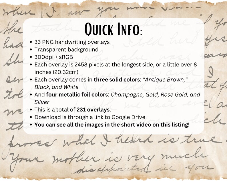 Vintage Handwriting Overlays, 33 Transparent PNG Antique Calligraphy ...