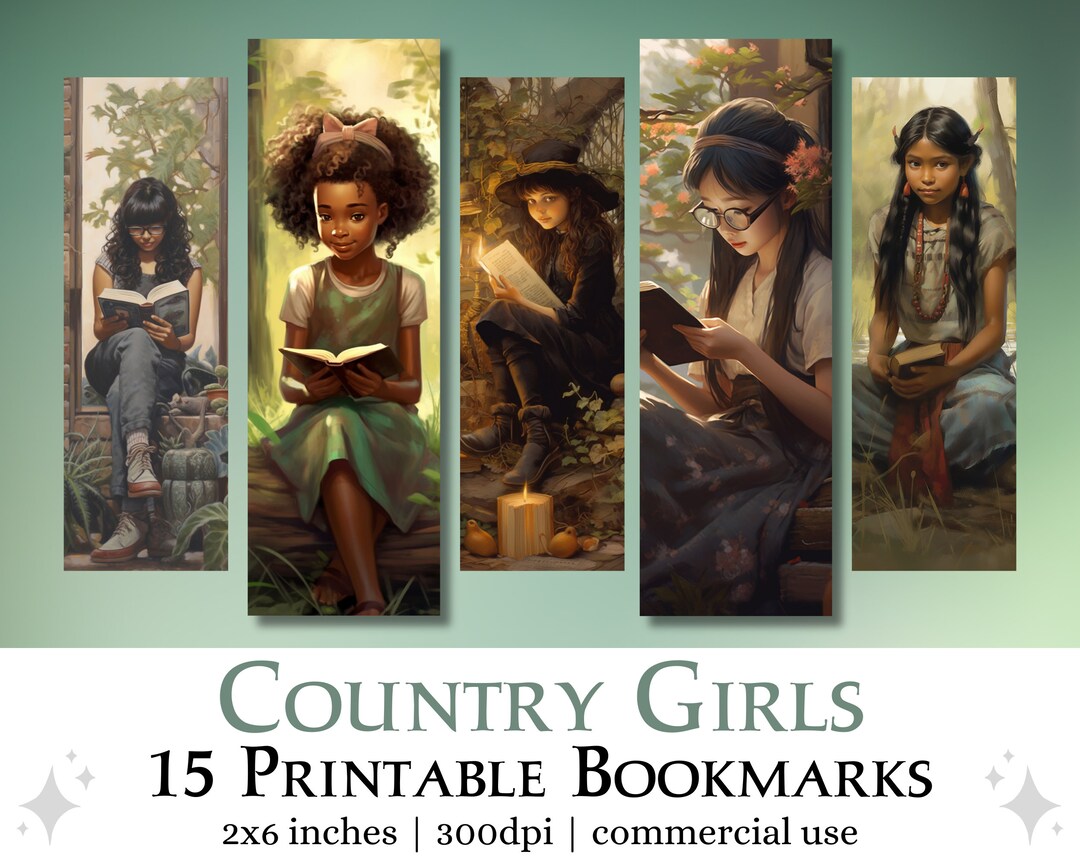 Country Girls Printable Bookmarks Digital Download JPG Print and Cut ...