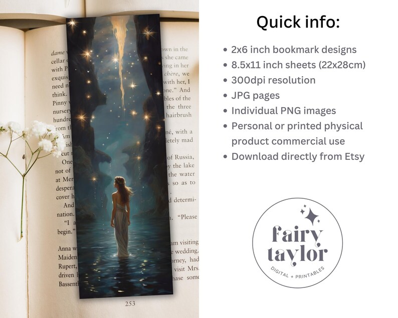 10 Starlight Printable Bookmarks JPG Pages Print and Cut - Etsy