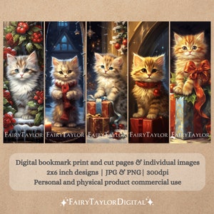 Christmas Kittens Printable Bookmarks | Digital Download JPG and PNG ...