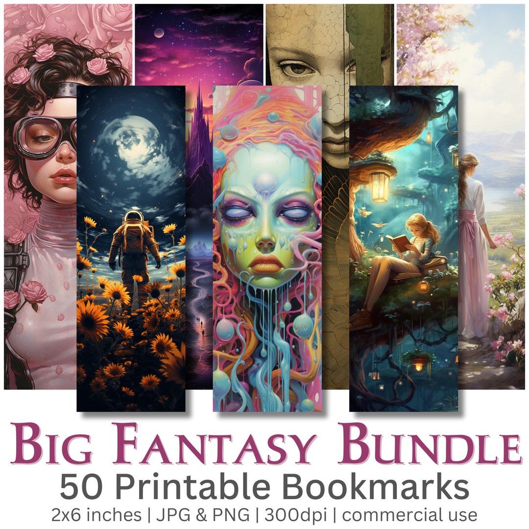 Printable Bookmark Bundle - 50 Fantasy Themed Bookmarks | Digital ...