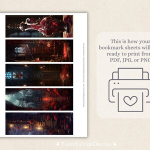 20 Vampires & Roses Printable Bookmarks | Digital Download JPG Bookmark ...