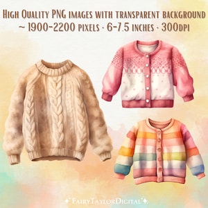 Watercolor Cozy Sweaters PNG Clipart Set | 23 Images | Digital Download ...