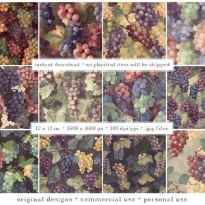 Seamless Patterns - Grapes | Printable Scrapbook and Journal Paper ...