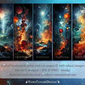 Printable Bookmark Set - Outer Space | Digital Download JPG Pages, PNG ...