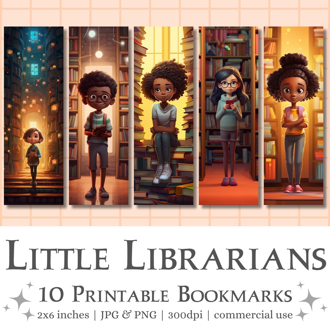 Little Librarians Printable Bookmarks Digital Download JPG Pages & PNG ...