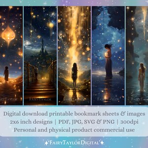 10 Starlight Printable Bookmarks | JPG Pages Print and Cut, PNG ...
