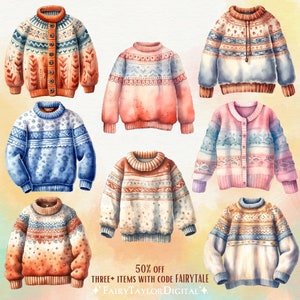 Watercolor Cozy Sweaters PNG Clipart Set | 23 Images | Digital Download ...
