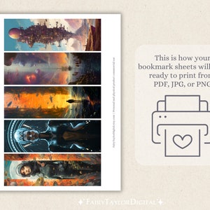 15 Science Fiction Printable Bookmarks | JPG Print & Cut Pages, PNG ...