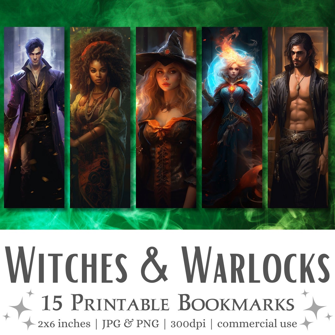 Witches & Warlocks Printable Bookmarks | Digital Download JPG Pages and ...