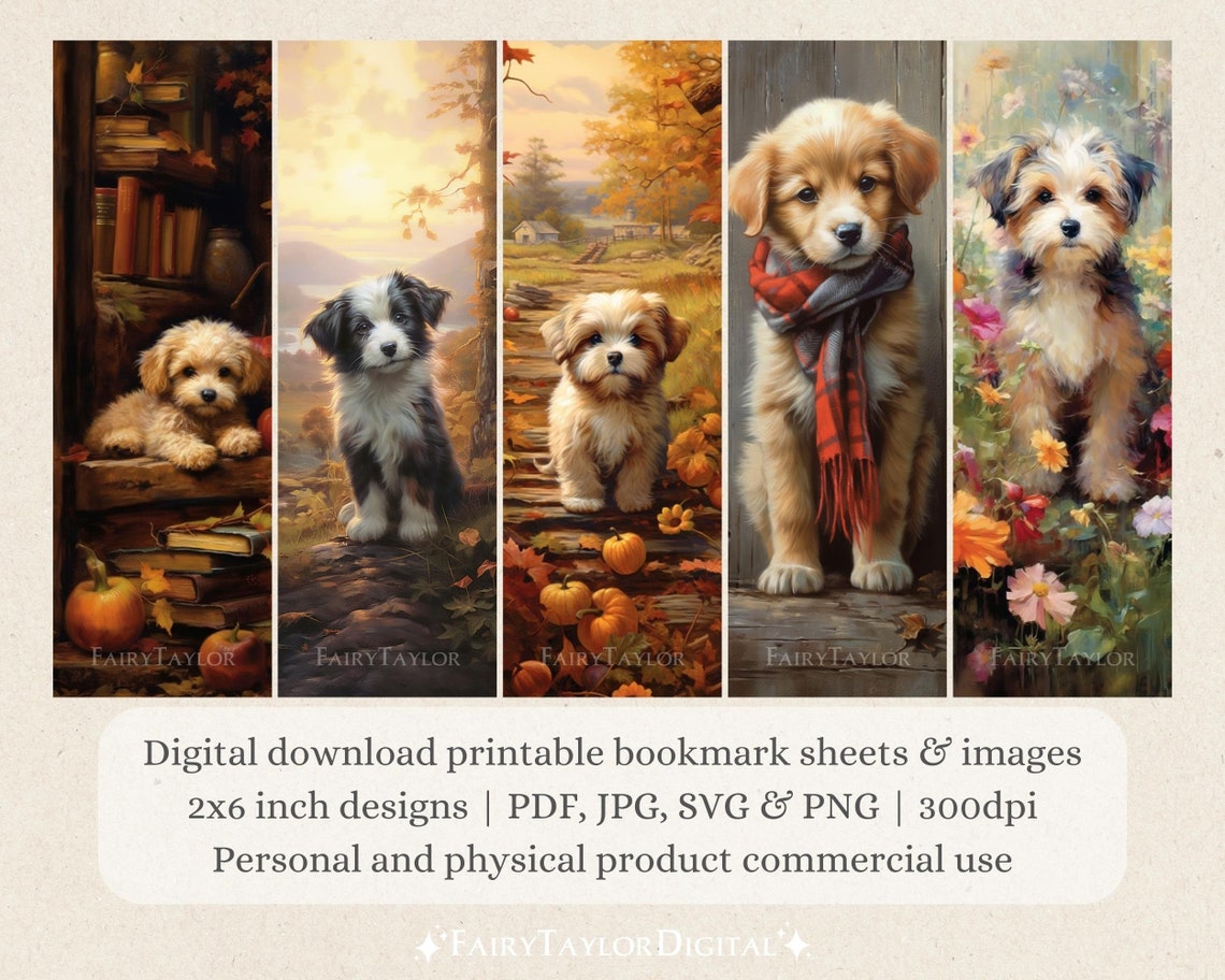 20 Country Puppies Printable Bookmarks Digital Download JPG - Etsy UK