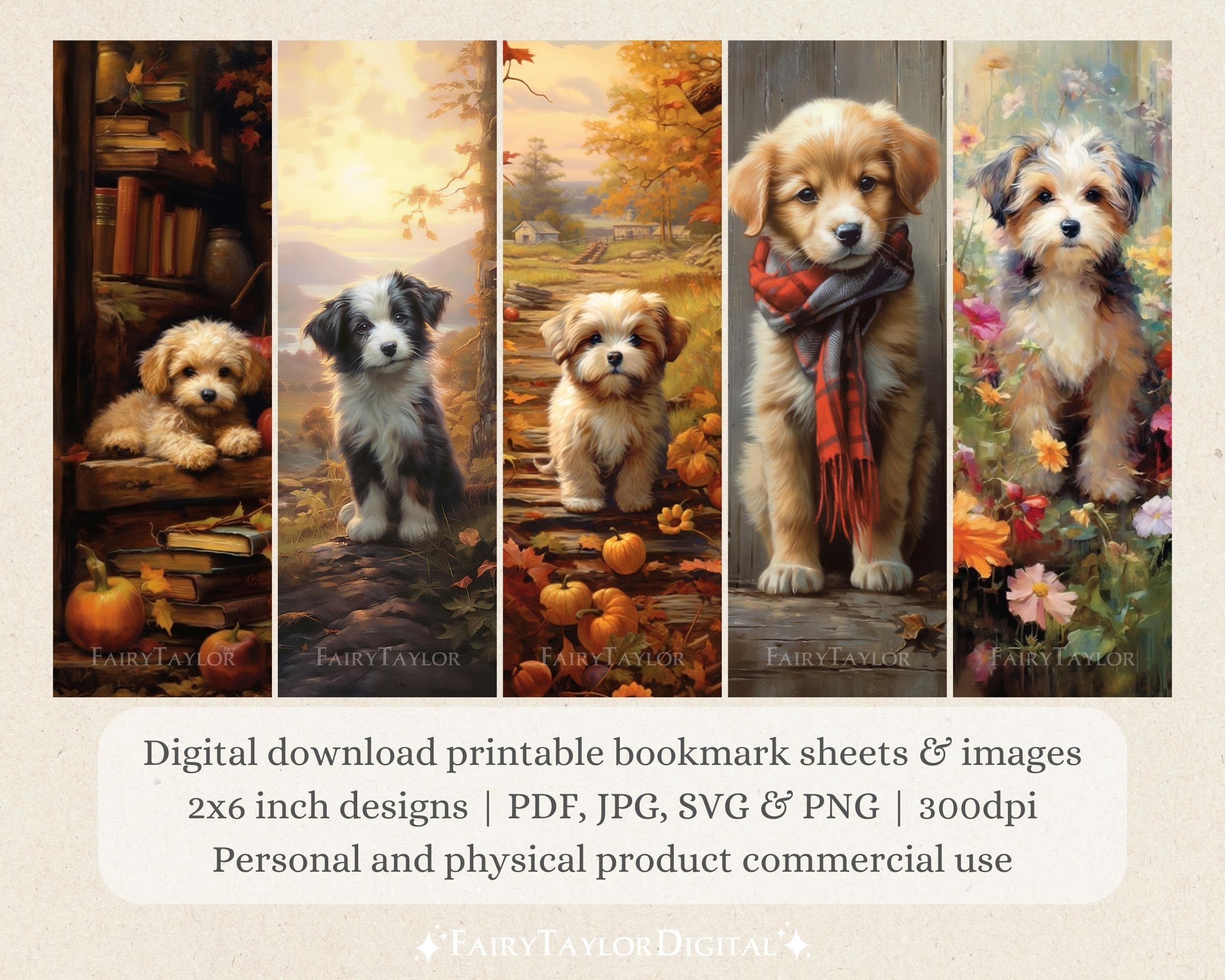 20 Country Puppies Printable Bookmarks | Digital Download JPG Bookmark ...