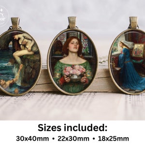Oval Digital Collage Sheets 30x40mm, 22x30mm, 18x25mm - J.W. Waterhouse ...
