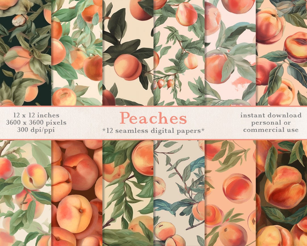 Seamless Patterns - Peaches | Printable Scrapbook and Journal Paper ...