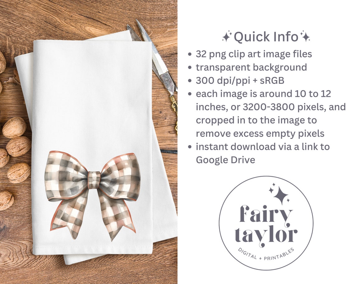 32 Gingham Bows PNG Clipart Transparent Background Instant - Etsy