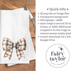 32 Gingham Bows PNG Clipart, Transparent Background, Instant Download ...