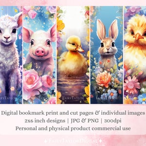 Printable Bookmark Set - Baby Animals | Digital Download JPG Pages to ...