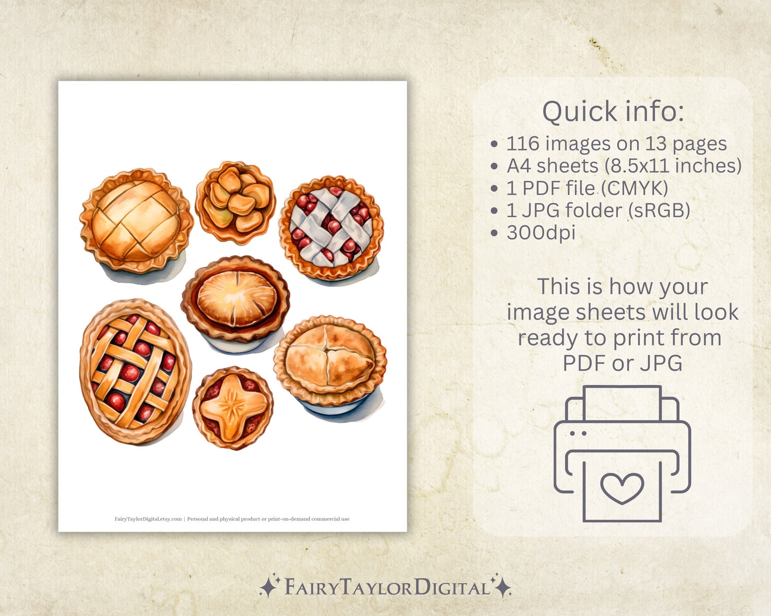 116 Mini Pies Fussy Cuts Instant Download Printable PDF Fussy Cutting ...