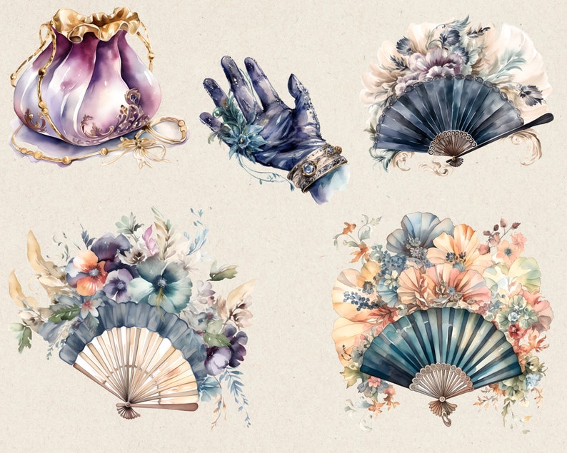 Watercolor Regency Fashion Clip Art 40 PNG Images With - Etsy