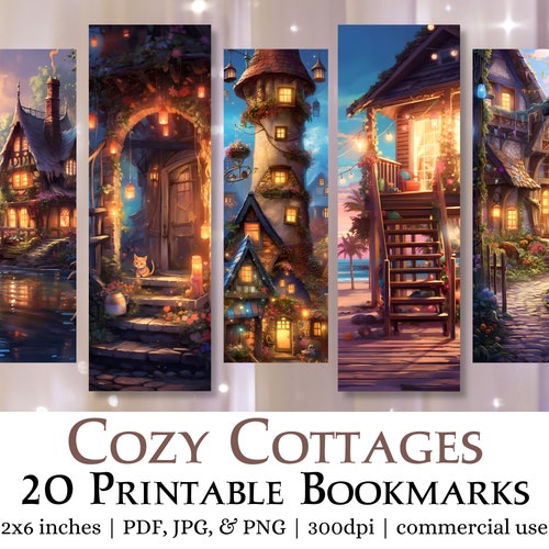 20 Cozy Cottages Printable Bookmarks JPG Pages & PNG Images - Etsy