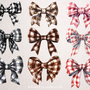 32 Gingham Bows PNG Clipart, Transparent Background, Instant Download ...